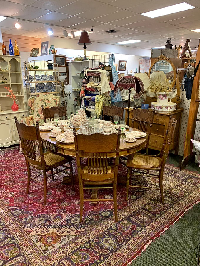 Pull up a chair to history's table. This oak dining set has probably hosted more fascinating conversations than most talk shows.