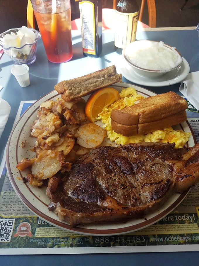 This plate doesn't just say "good morning" – it shouts it! A ribeye steak breakfast that turns Monday into Saturday with one glorious bite.