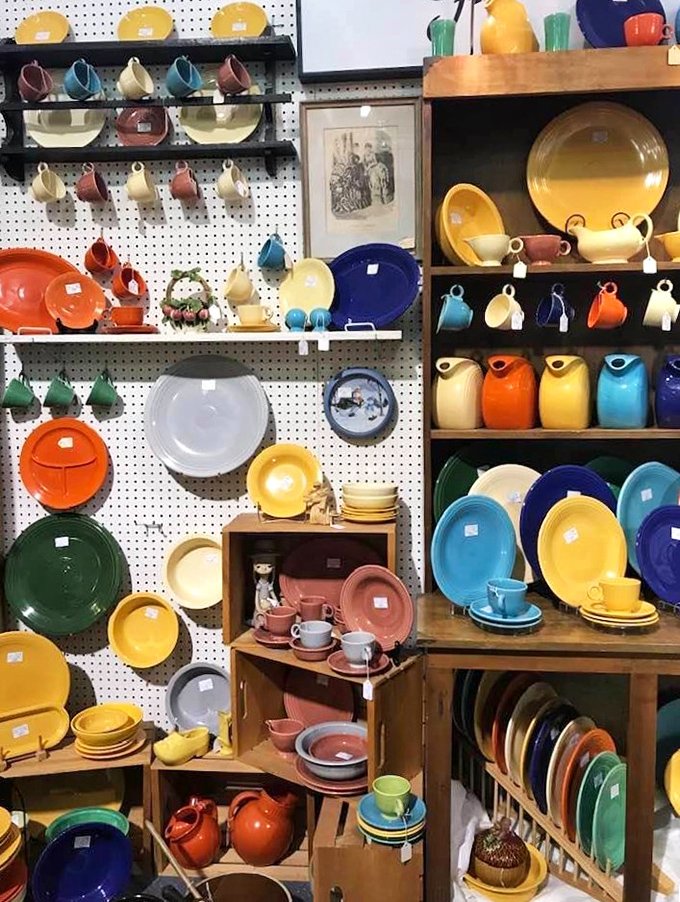 Fiesta ware paradise! These vibrant vintage dishes aren't just kitchenware—they're edible history in every color of the mid-century rainbow.