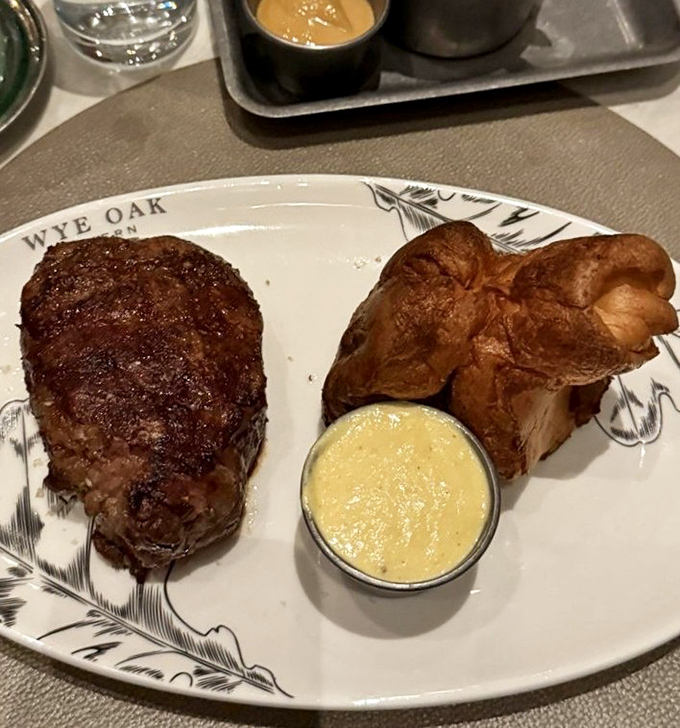 A filet mignon cooked with such respect for the meat that it practically thanks you for ordering it, accompanied by a Yorkshire pudding that defies gravity.