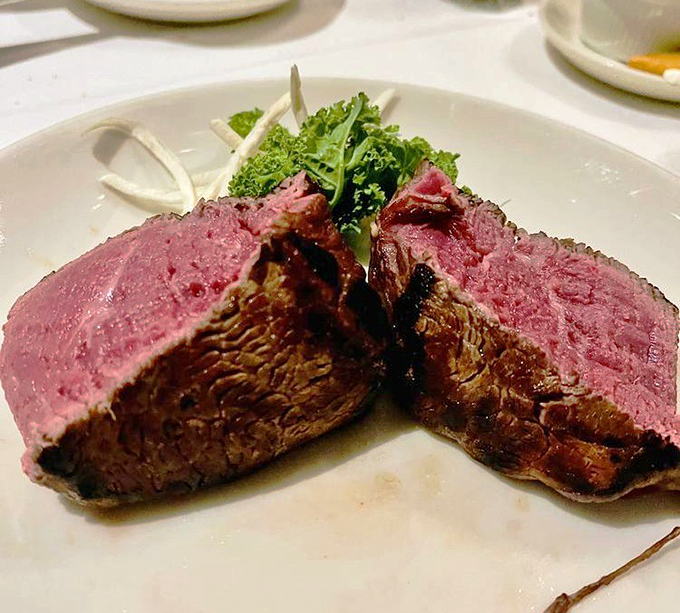 Cut into this perfectly cooked filet mignon and watch your worries disappear. That pink center isn't just a color—it's a mood-altering substance.