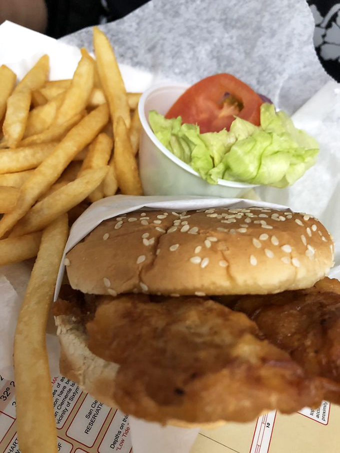 This isn't just a fish sandwich; it's a masterpiece of simplicity – crispy, flaky, and ready to transport you to seafood nirvana.