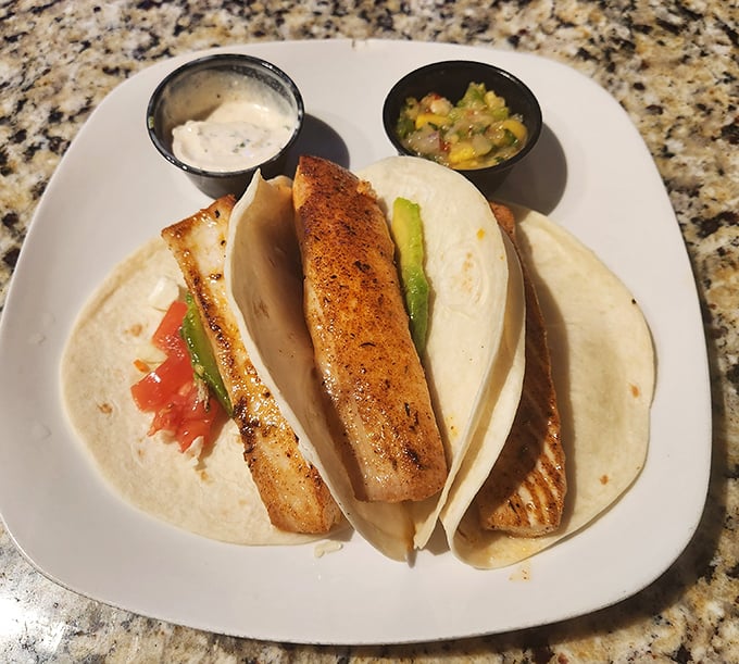 Fish tacos done right – simple, fresh, and unfussy. The kind of dish that makes you wonder why you'd ever eat anything else