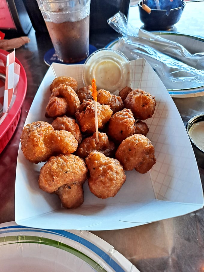 Golden-fried mushroom bites that pop in your mouth like little flavor bombs. The perfect shareable starter—if you're willing to share.