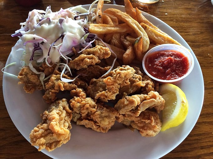 Fried oysters with the perfect crunch-to-brine ratio—like edible treasures from the Chesapeake, each bite a tiny celebration.