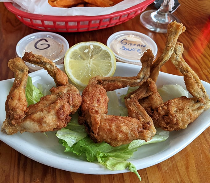 Frog legs that would make even the most skeptical diner leap with joy—crispy, tender, and served with a side of culinary adventure.