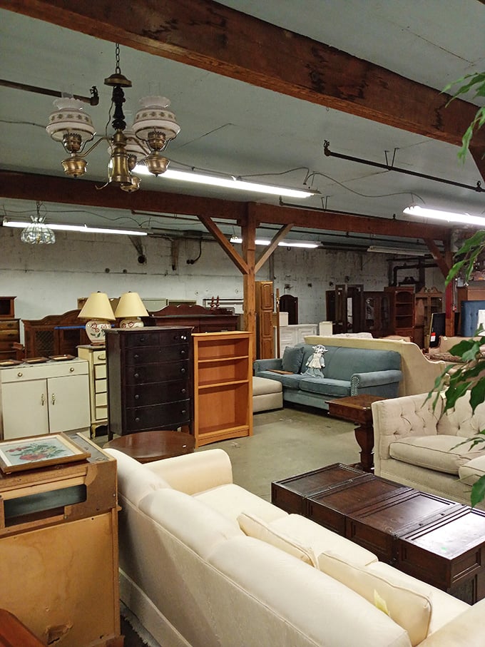 Living room vignettes create little islands of possibility, showing how these pre-loved sofas and tables might transform your own space.