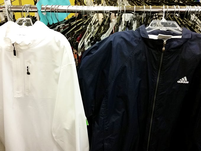 Brand name jackets that whisper, "Yes, I'm Adidas, but no, you don't need a second mortgage." The white one's practically calling your name!