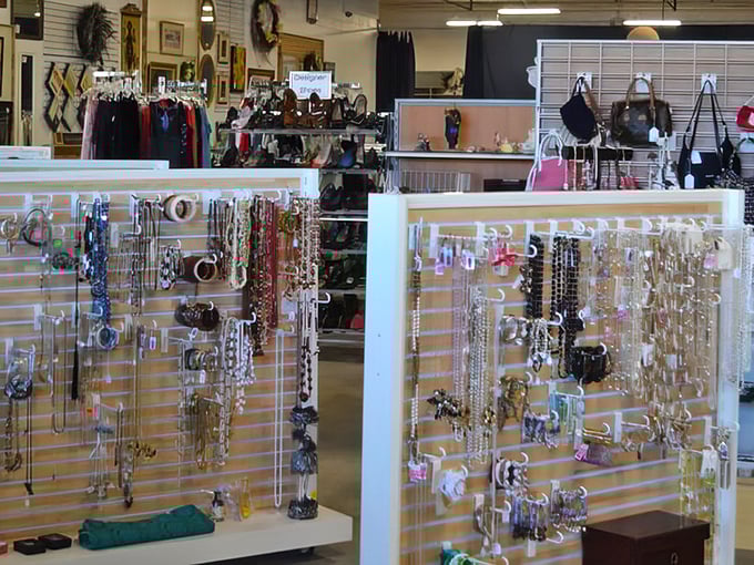 Jewelry displays that would make a magpie swoon. Each necklace tells a story – though some tales are from the '80s and should probably stay there.