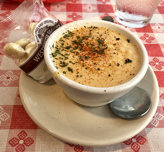 This isn't just soup—it's a creamy lobster bisque that would make a Parisian chef nod in respectful approval.