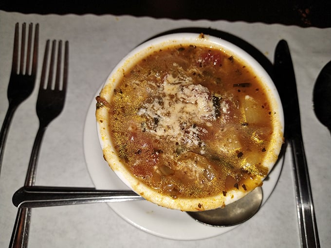 This isn't just soup—it's a hearty minestrone that could make an Italian grandmother nod in approval. Comfort in a bowl, Gold Country style.