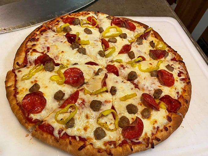 Pizza that proves you don't need a brick oven imported from Naples. Those banana peppers and pepperoni are having the kind of party your taste buds want an invitation to.