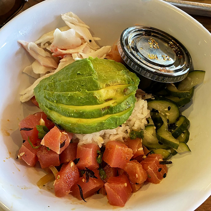 Not your grandmother's rice bowl—unless your grandmother was a Hawaiian surf goddess with impeccable taste in fresh fish.