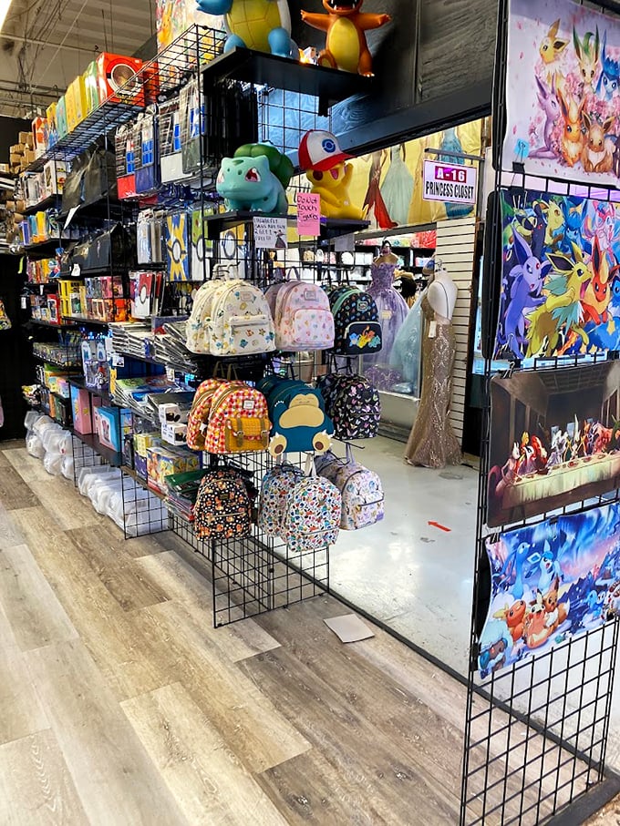 Pokémon paradise! Where else can you find Pikachu and pals standing guard over an impressive collection of anime collectibles?