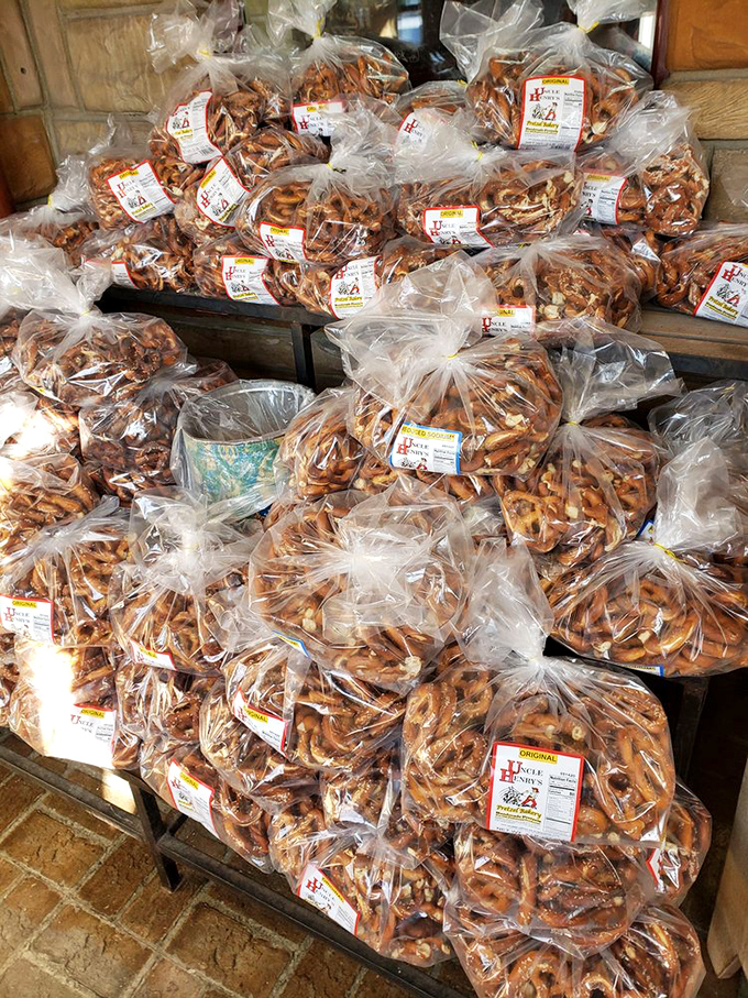 Pennsylvania's unofficial state snack piled high – these hand-twisted pretzels have the perfect salt-to-dough ratio that chain pretzel shops can only dream about.