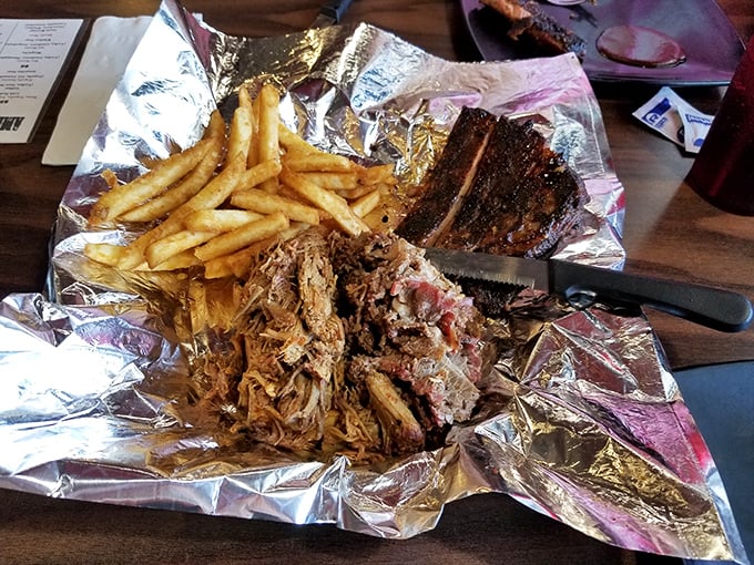 Pulled pork paradise served with fries – because sometimes you need carbs with your carbs.