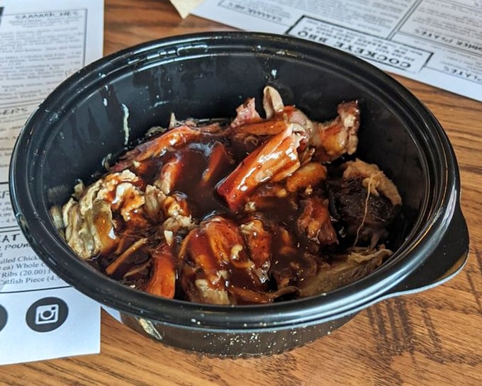 Pulled pork swimming in sauce—nature's most perfect food. This isn't just dinner; it's edible therapy after a long day of being a responsible adult.