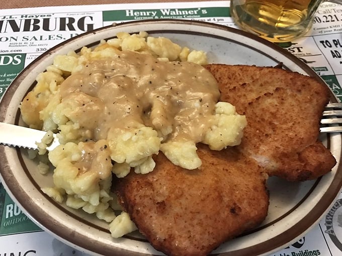 Schnitzel and spätzle: the Batman and Robin of German cuisine, fighting hunger crimes one perfectly breaded cutlet at a time.