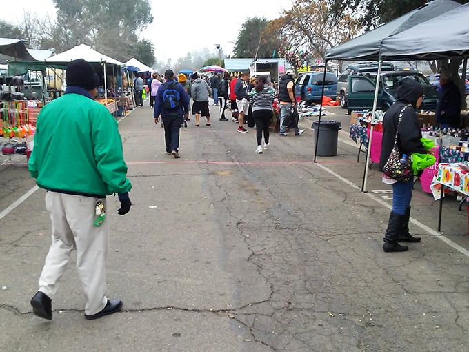 The great human parade of treasure hunters and bargain seekers—flea market regulars know the best finds come from following the crowds.