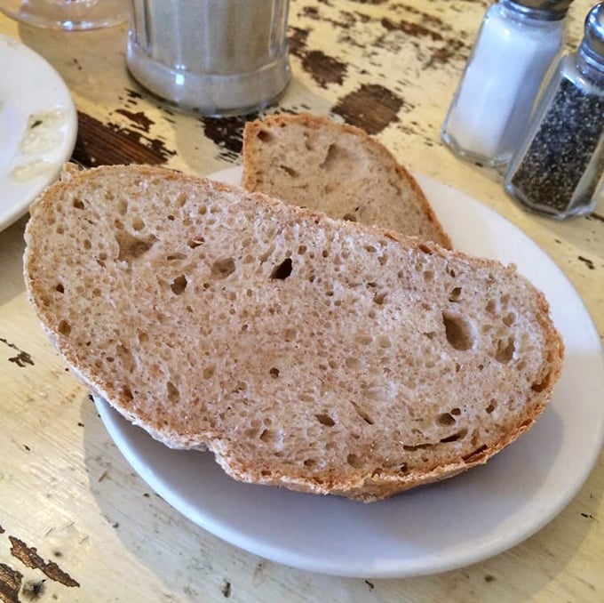 Sourdough that would make San Francisco jealous. Those air pockets aren't just for show—they're flavor reservoirs waiting to be discovered by the worthy.