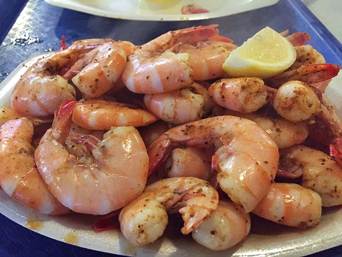 These steamed shrimp aren't just cooked, they're respected – seasoned perfectly and served with a lemon wedge that knows its supporting role.