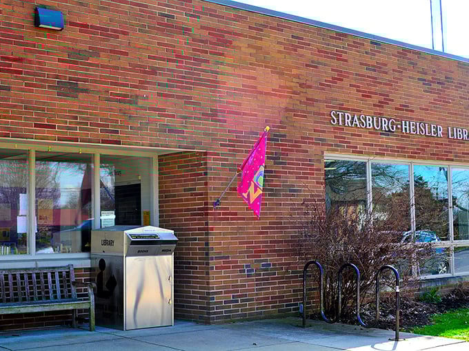 The Strasburg-Heisler Library—where locals still believe books are the original portable entertainment device that never needs charging or software updates.