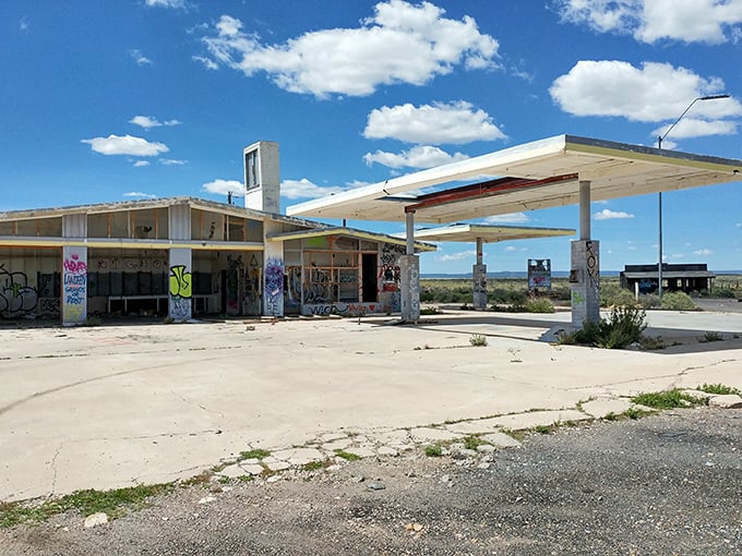 Gas stations used to have personality; this one's got enough character to fuel a dozen road movies.