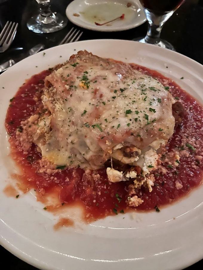 Lasagna that doesn't mess around. This hearty portion could solve most of life's problems—or at least make you forget them for a while.