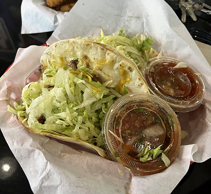 Soft tortillas cradle tender tri-tip like precious cargo, proving that fusion can be both simple and sublime.