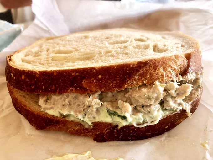 Tuna salad elevated from brown bag lunch to coastal delicacy, with generous chunks proving someone in the kitchen understands the difference between mixing and mangling.