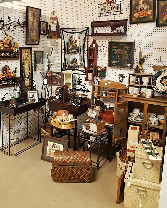 Country chic meets rustic charm in this carefully curated corner. Woven baskets and rooster motifs transport you to a simpler time of front porch sitting.