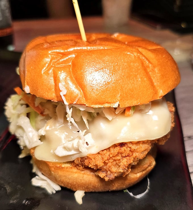 Crispy exterior, juicy interior—this chicken sandwich has achieved the textural harmony that lesser sandwiches only dream about.