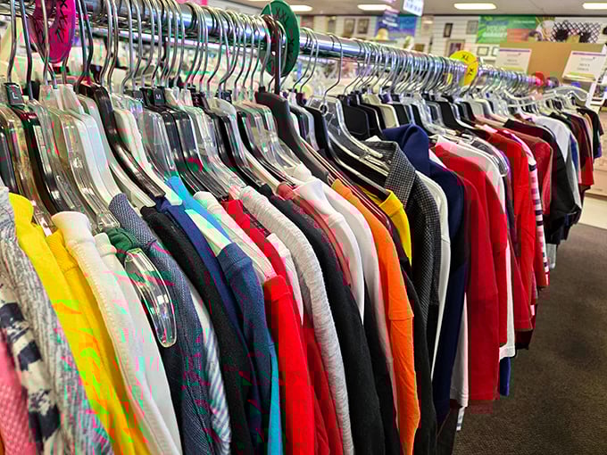The rainbow of fabrics tells stories of previous lives while promising new adventures to their next owners.