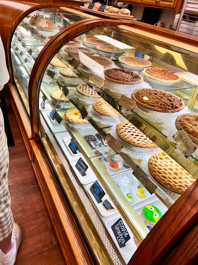 The pie case at Blue Gate isn't just a display – it's a museum of edible art where every piece deserves its own appreciation tour.