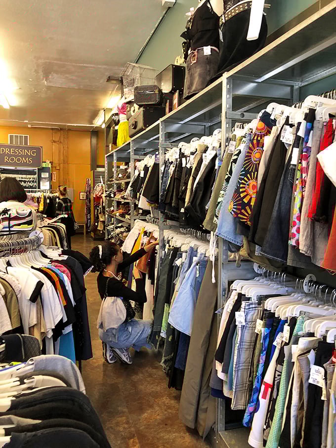 The denim section: where jeans that have already survived the awkward breaking-in phase await their next adventure.