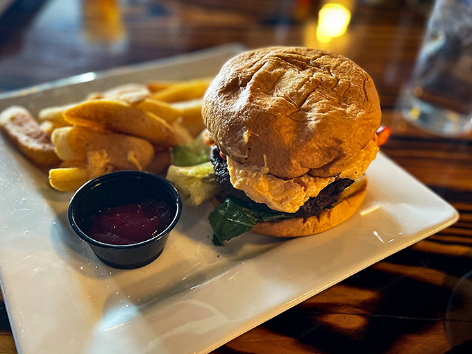 A burger that doesn't need a paragraph of adjectives or a tower of toppings to impress—just quality beef, proper cooking, and a bun that knows its role.