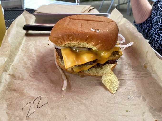 Behold, the classic cheeseburger in its natural habitat, accompanied by golden fries—a duo that has launched a thousand food dreams.