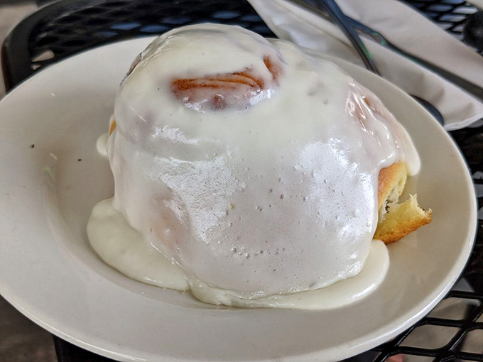 That glorious cascade of icing on these cinnamon rolls is what breakfast dreams are made of, folks.