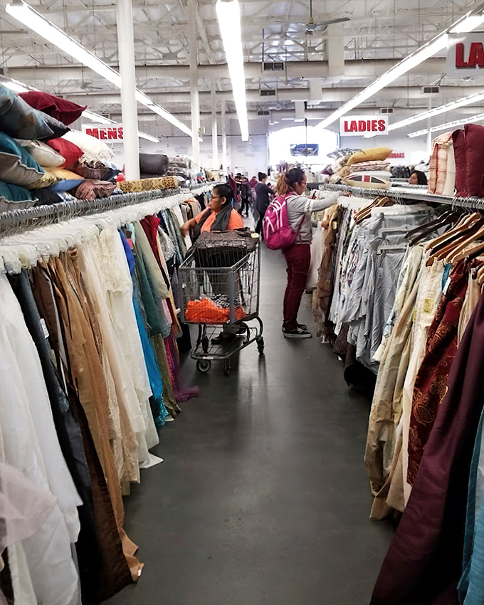 The clothing section rivals department stores in size but beats them handily in the "stories per garment" and "dollars saved" categories.