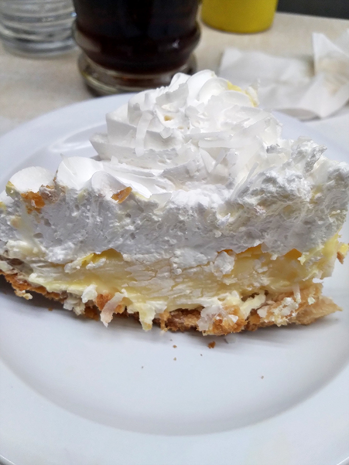 Coconut cream pie: the unexpected dessert hero at a hot dog joint. Like finding Shakespeare at a monster truck rally—surprising but somehow perfect. 