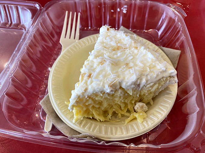 Coconut cream pie topped with clouds of meringue – it's like eating a piece of heaven on a plate.