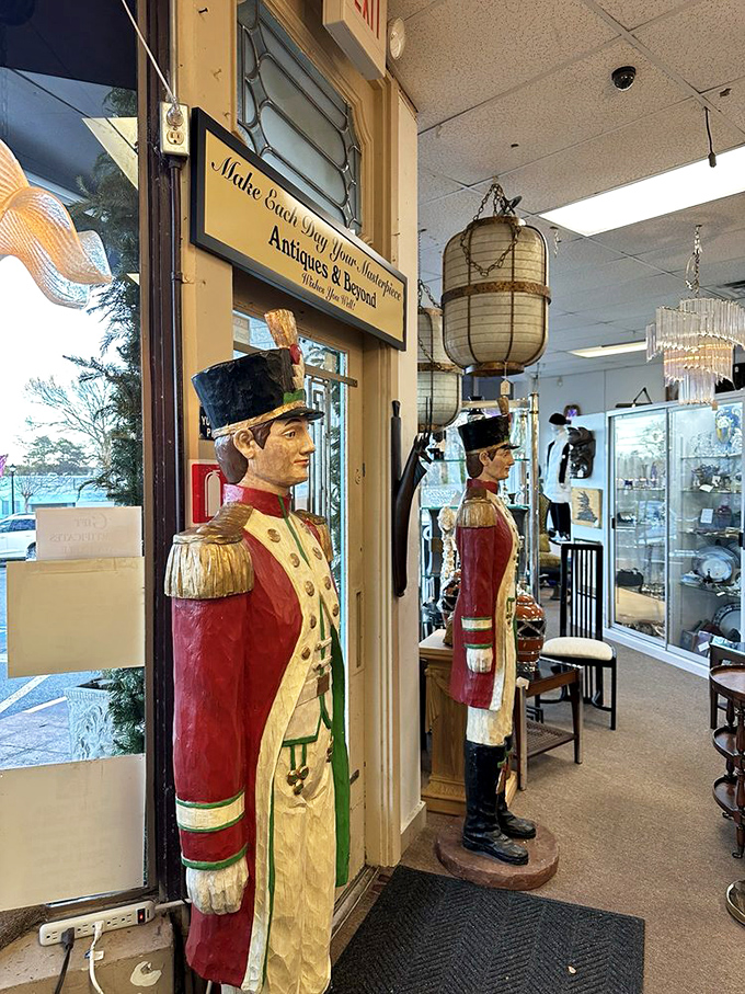 The ceremonial guards stand at attention, ready to escort you into a world where shopping feels like a royal expedition through history's finest castoffs.