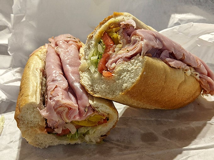 Italian hoagie perfection that would make nonna proud. Layers of thinly sliced meats, crisp veggies, and just the right amount of oil and vinegar.