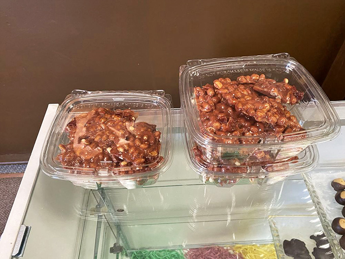 Peanut brittle that shatters with a satisfying crack, then melts into buttery, nutty bliss. Dentists fear it, taste buds worship it.