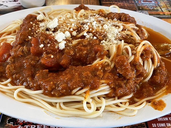 Plot twist! Their spaghetti with meat sauce proves Grannie's isn't just a breakfast joint—this hearty plate could rival your Italian neighbor's Sunday dinner.
