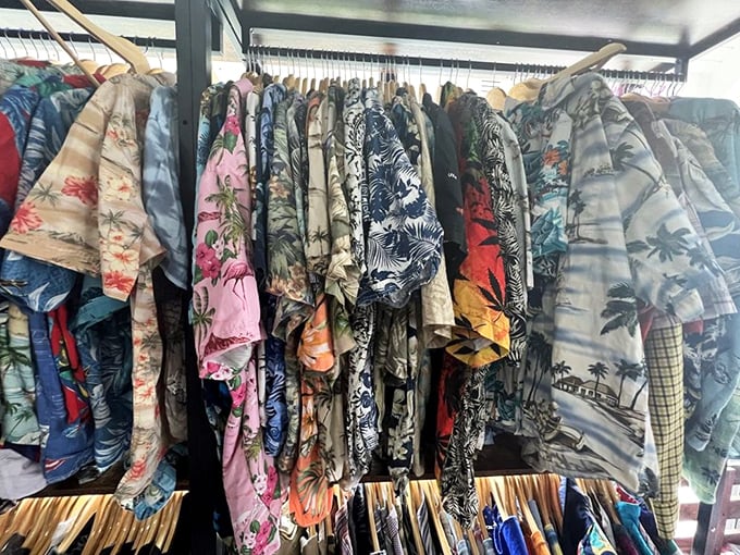 The Hawaiian shirt collection explodes with tropical patterns – perfect for channeling your inner Magnum P.I. or Jimmy Buffett.