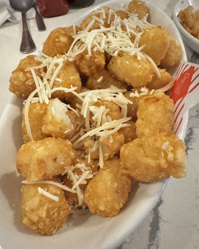 These aren't your freezer-aisle tater tots. They're little golden nuggets of potato joy, elevated with parmesan that makes them downright sophisticated.