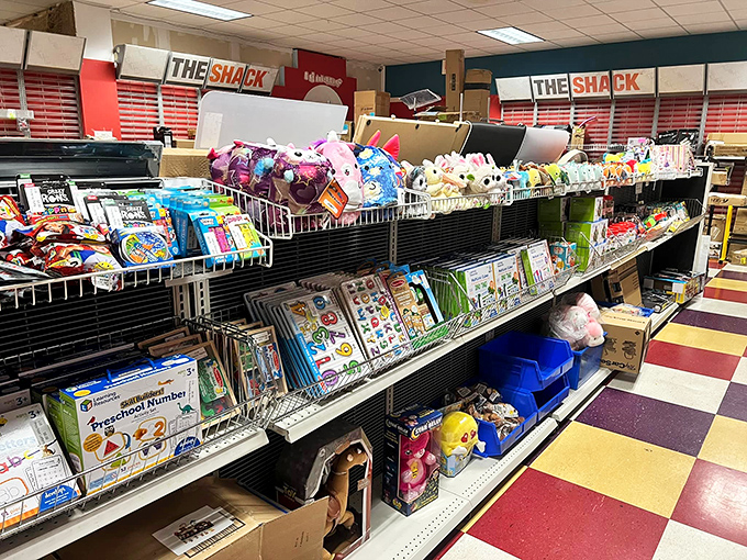 Childhood memories line these shelves, where yesterday's toys become tomorrow's collectibles. That Preschool Planner might teach counting, but the nostalgia is priceless.