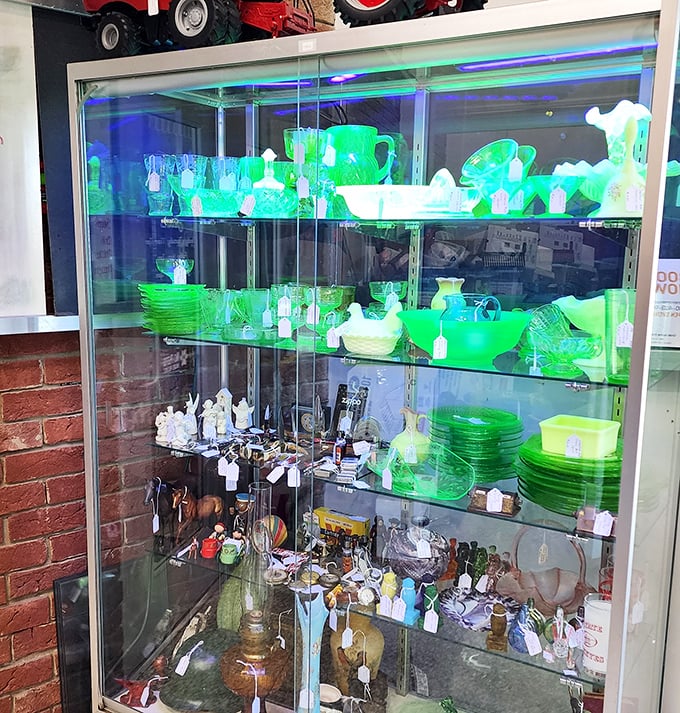 That eerie green glow isn't from aliens – it's uranium glass, the mid-century collectible that makes your Geiger counter sing while dazzling your guests.
