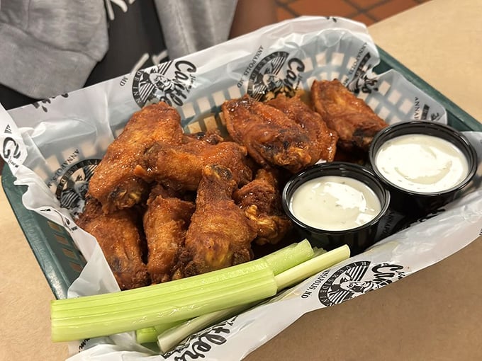 Wings might seem like an odd order at a crab house, but these crispy beauties with their dipping sauces prove Cantler's excels beyond the shell.